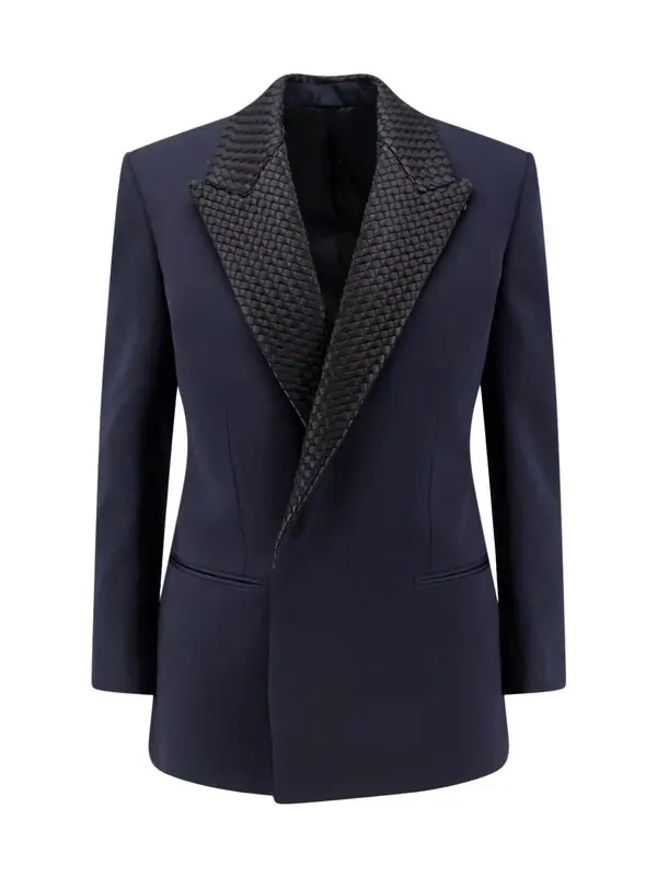 Bottega Veneta Wool Blazer With Intrecciato Detail - Multicolor