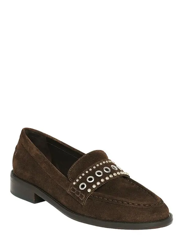 Cinq À Sept Gretta Suede Mixed Hardware Loafers - Chocolate