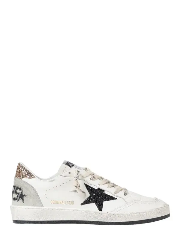 GOLDEN GOOSE Ball-star Leather And Glitter Sneakers - Multicolor