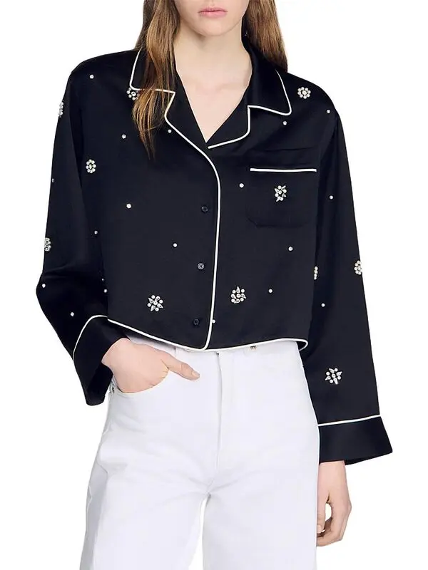 Sandro Nerissea Embellished Shirt - Black