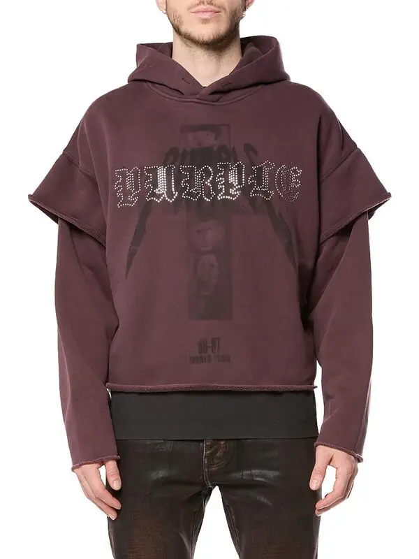 PURPLE BRAND Tactical Layer Logo Graphic Cotton Hoodie - Brown