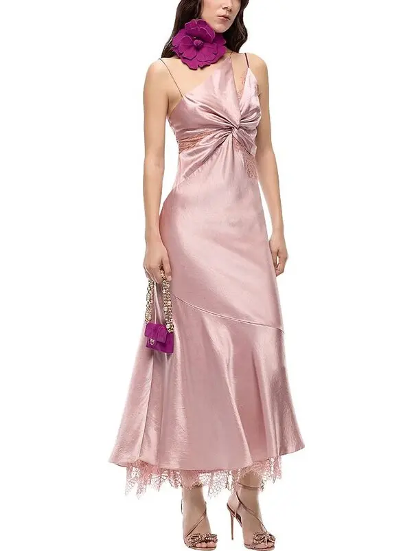 Pinko Crepe Satin Maxi Dress - Ash Rose