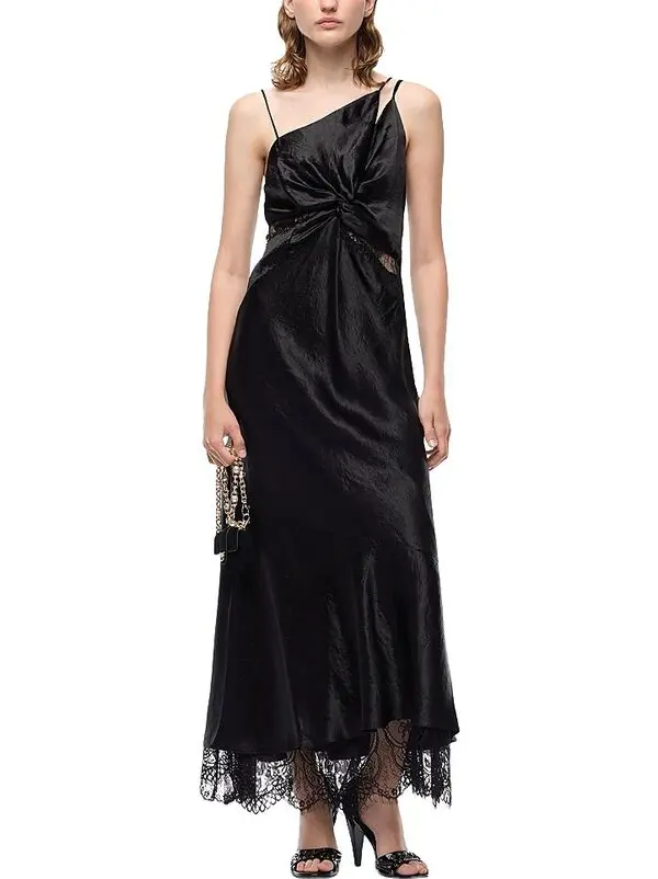 Pinko Ferrari Crepe Satin Maxi Dress - Black