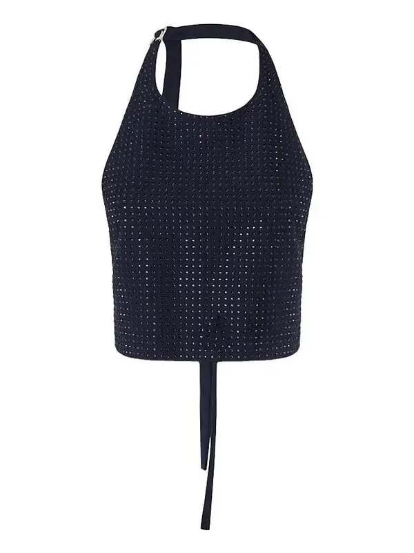 Pinko Arabia Embellished Halter Top - Iris Blue