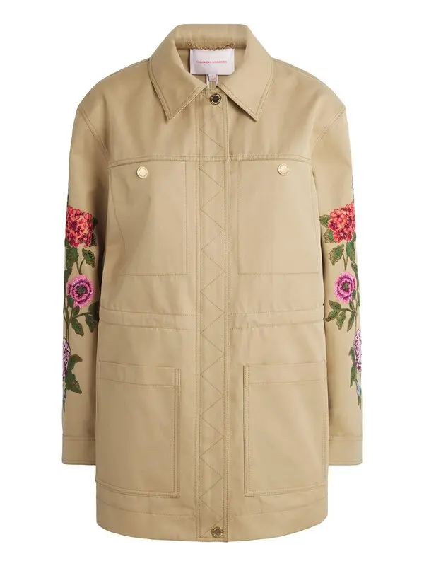 Carolina Herrera Embroidered Trench Coat - Brown