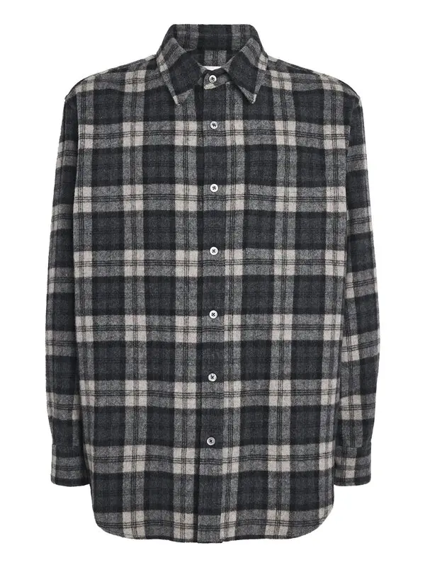 SYSTEM Wool-blend Check Shirt - Grey