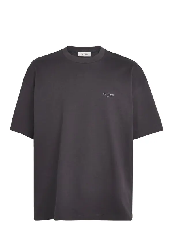 SYSTEM Cotton Logo T-shirt - Black