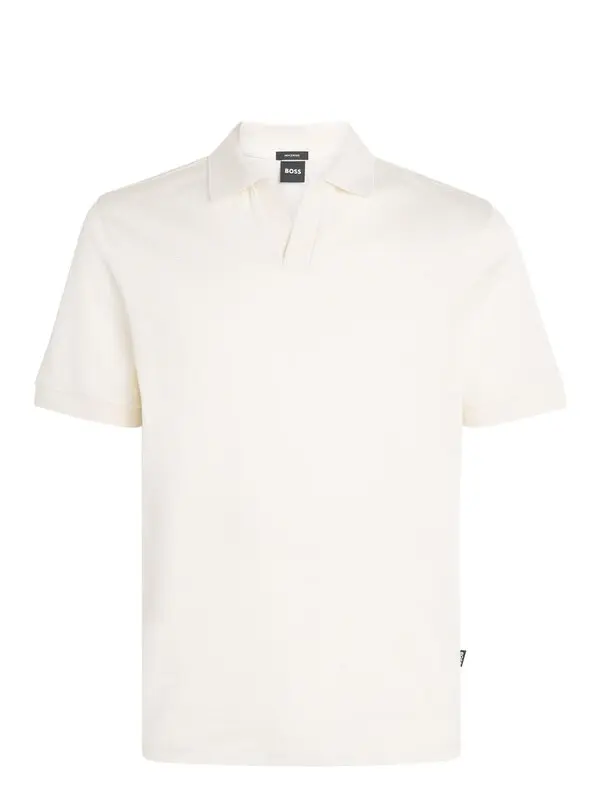 BOSS Cotton Jacquard Open-neck Polo Shirt - White
