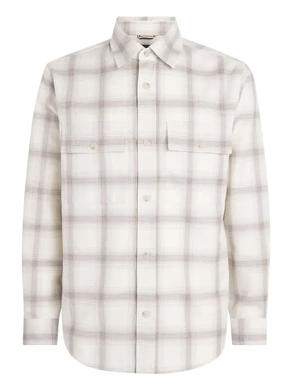 BOSS Virgin Wool-cotton Check Shirt - White