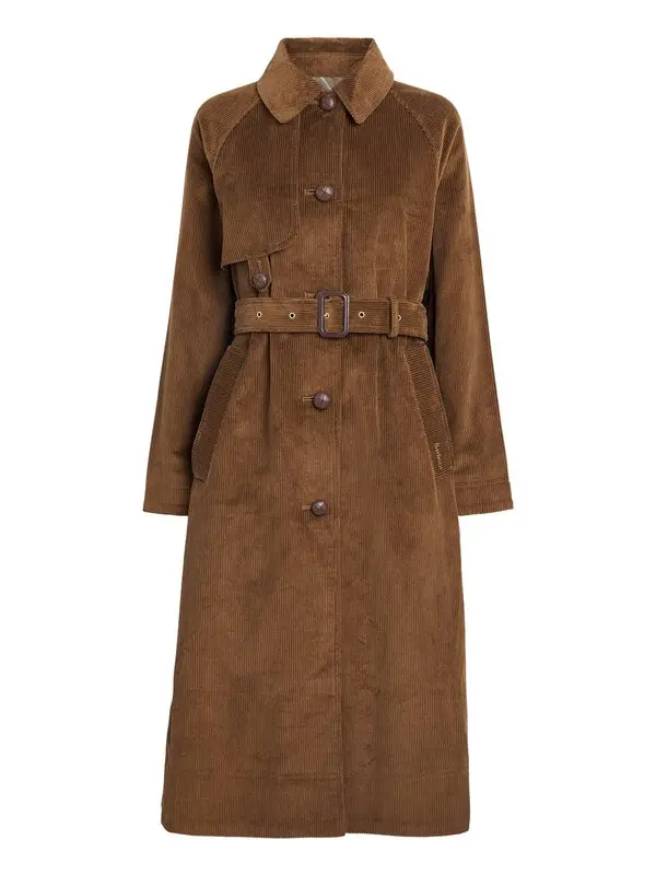 Barbour Corduroy Antonella Trench Coat - Brown