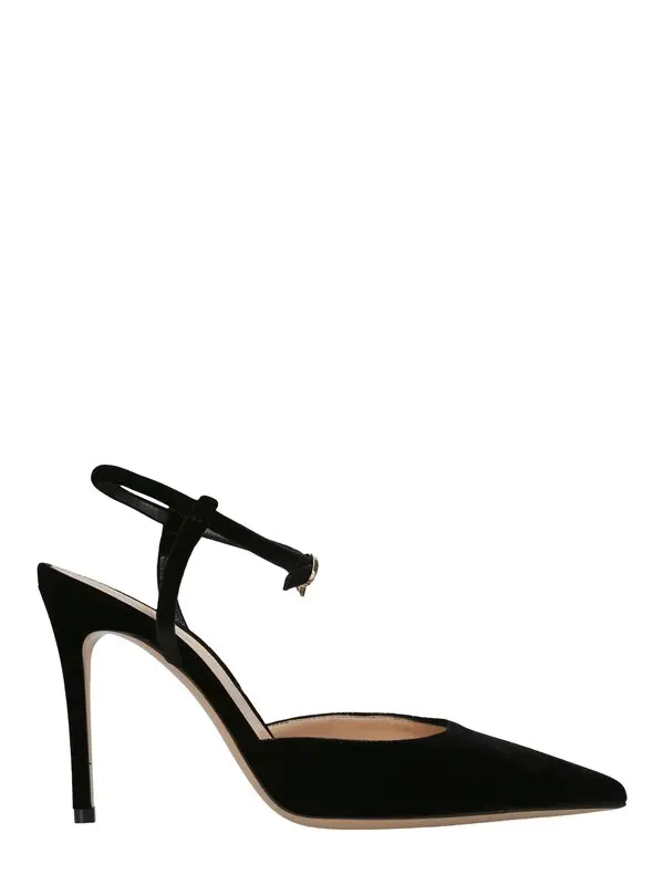 GIANVITO ROSSI Velvet Slingback Pumps 95 - Black