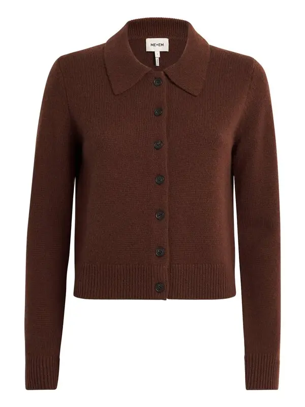 ME+EM Cashmere Straight Cardigan - Brown