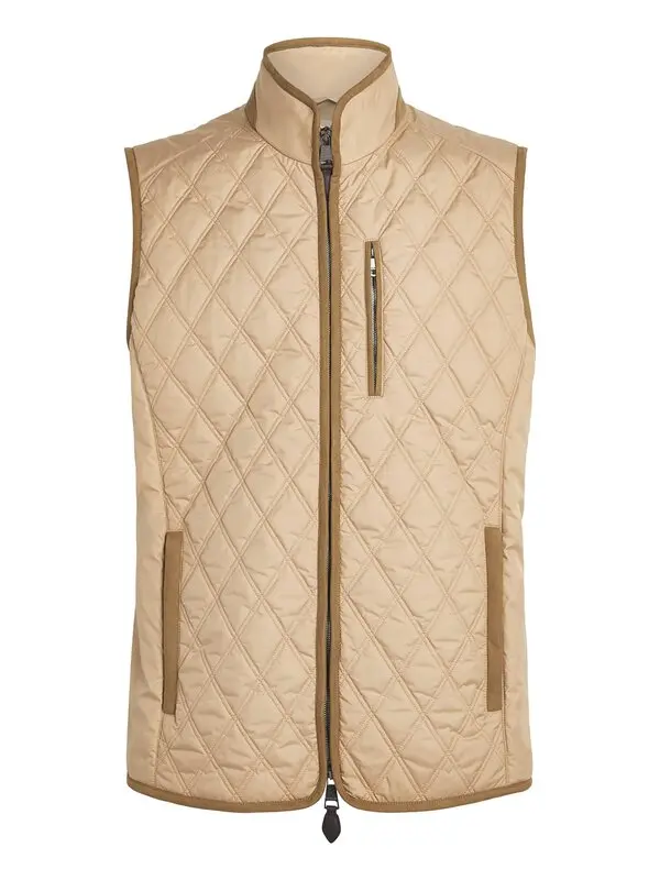 Purdey Suede-trim Quilted Gilet - Brown