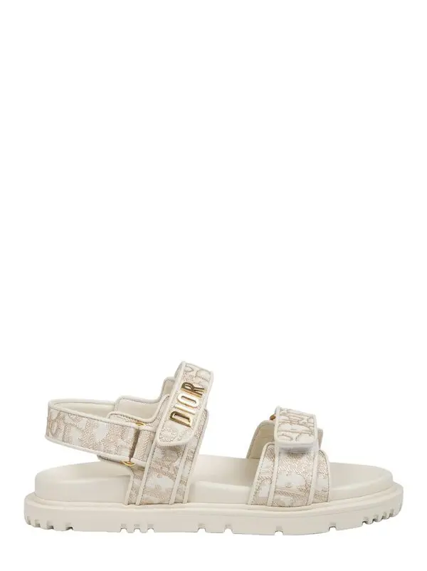Dior Canvas Logo Sandals - Gold