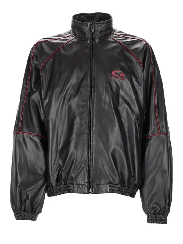 Balenciaga Leather Tracksuit Jacket - Black