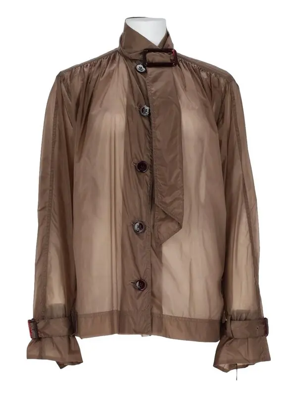 Saint Laurent Nylon Blouse With Lavaliere Neck Tie - Beige