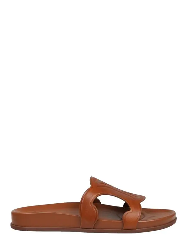 Celine Triomphe Logo Calf Leather Sandals - Buff