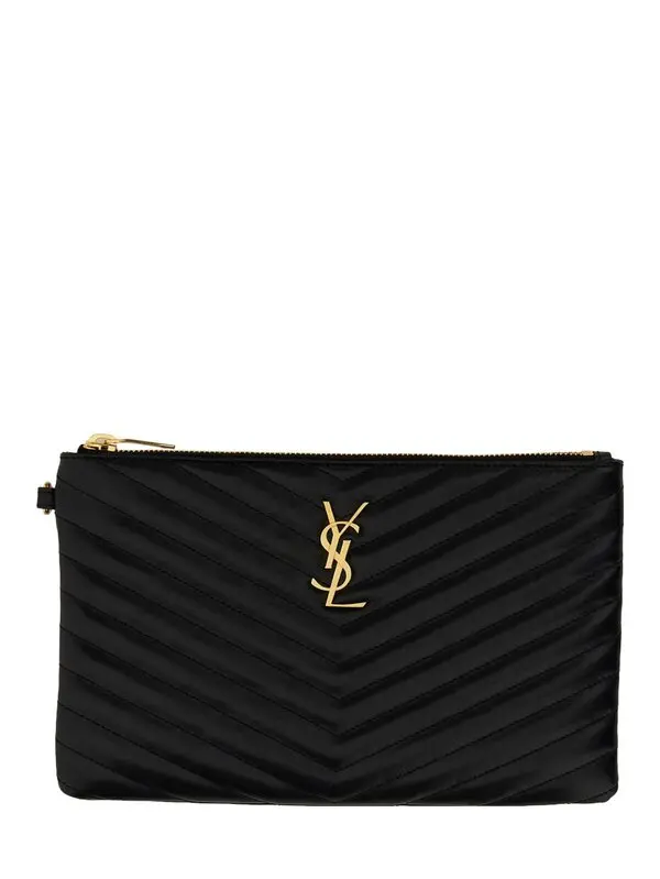 Saint Laurent Cassandra Clutch With Slim Wrist Strap - Black