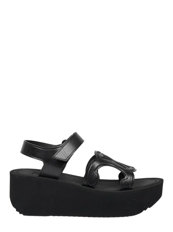 Celine Sunny Leather Sandals With 6 Cm Heel - Black