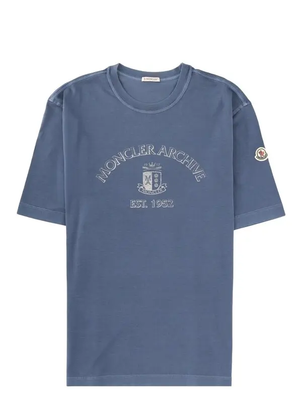 Moncler Monogram Logo Cotton T-shirt - Blue