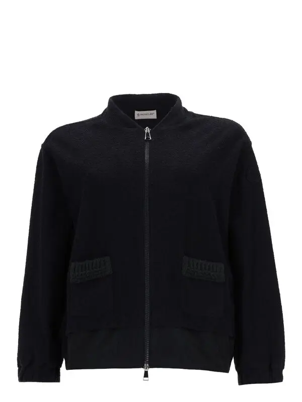 Moncler Zip Cardigan In 100% Polyester - Blue