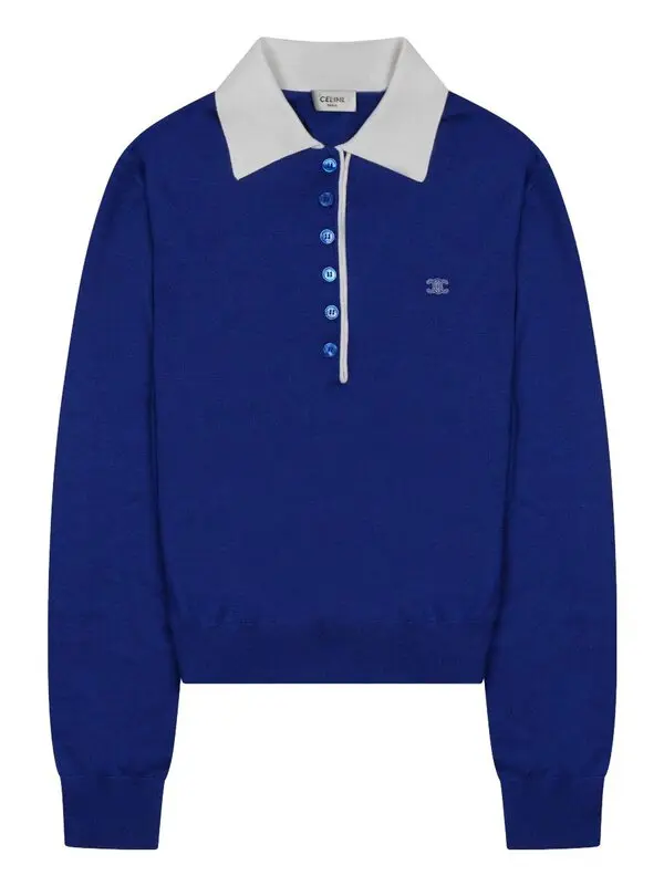 Celine Cashmere-silk Polo Sweater - Blue