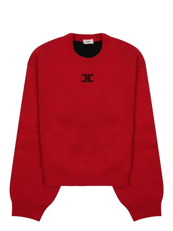 Celine Logo Cashmere Sweater - Red
