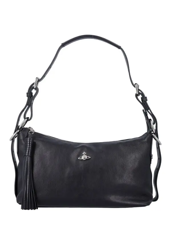 VIVIENNE WESTWOOD Leather Shoulder Bag With Tassel Detail - Nero