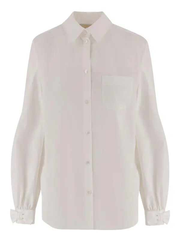 Valentino Garavani Bow Cuff Front-button Shirt - Bianco