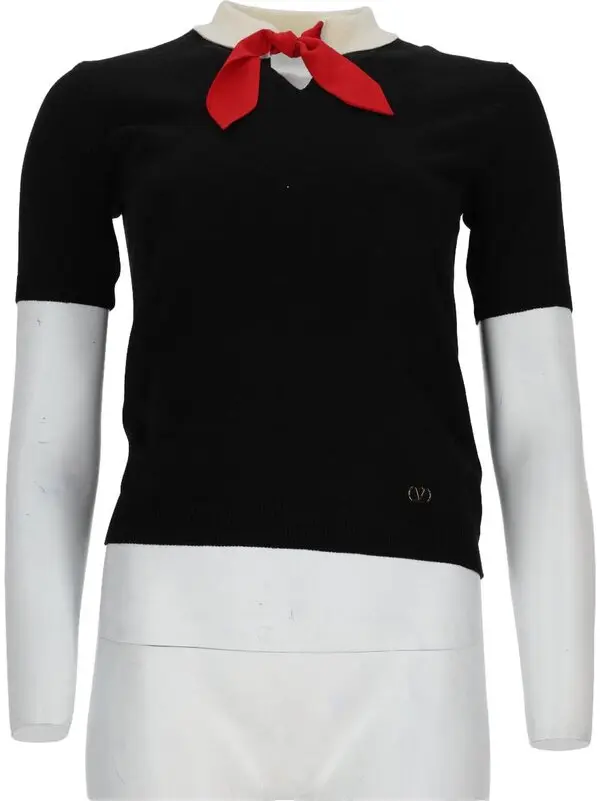 Valentino Garavani Wool Sweater With Bow Detail - Black