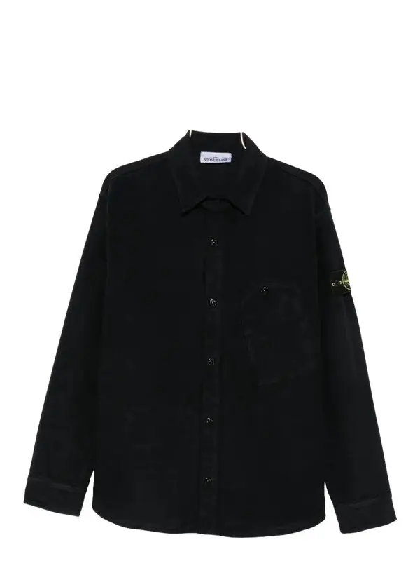 Stone Island Patch Chest Pocket Jacket With Snap Front & Cuffs - Blu