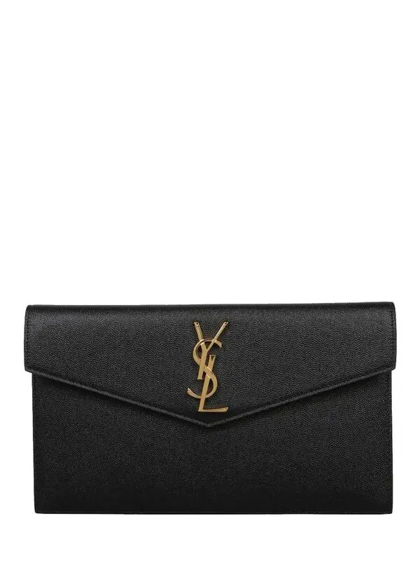 Saint Laurent Uptown Medium Leather Pouch Handbag - Black