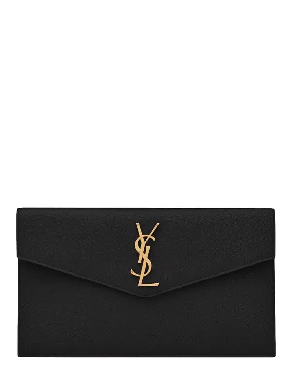 Saint Laurent Uptown Medium Leather Pouch Handbag - Black