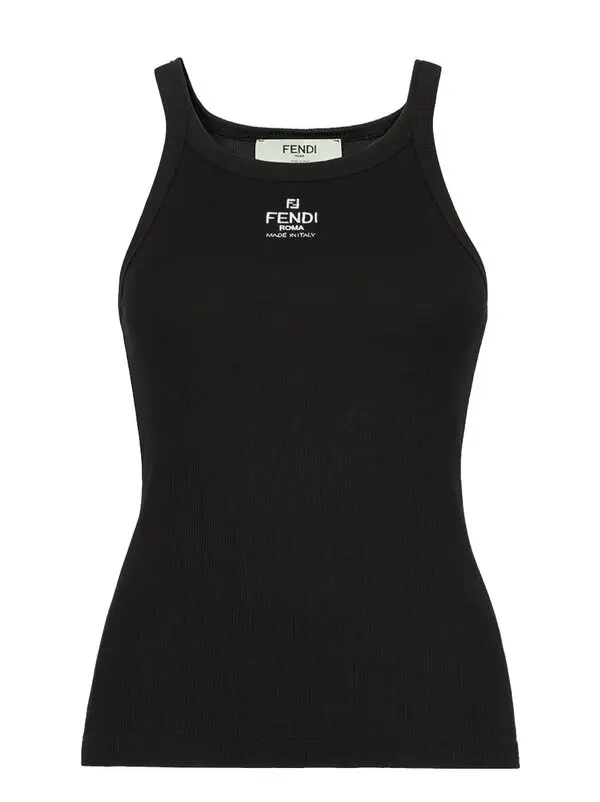Fendi Embroidered Logo Cotton-blend Top - Black