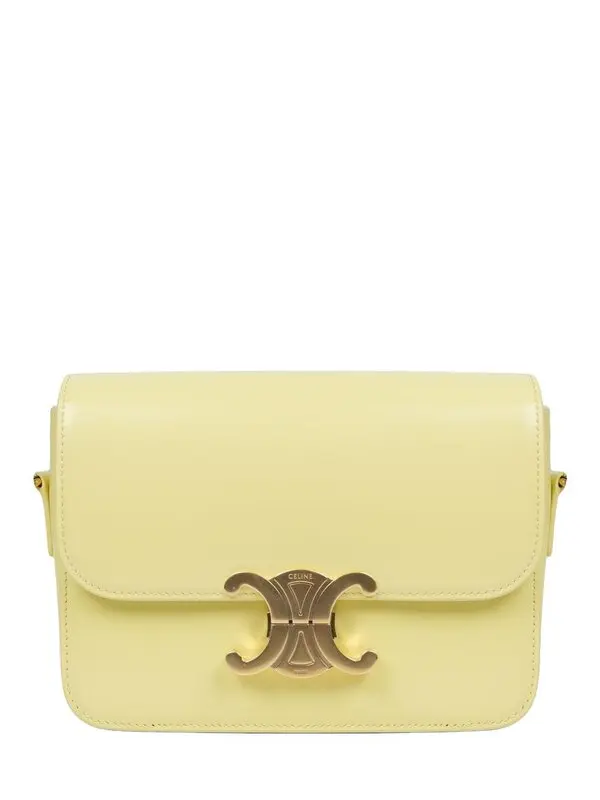 Celine Teen Triomphe Mini Leather Crossbody Handbag - Yellow
