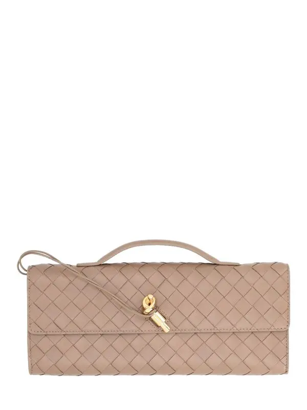 Bottega Veneta Lamb Leather Clutch 13 X 31 X 3 Cm - Beige