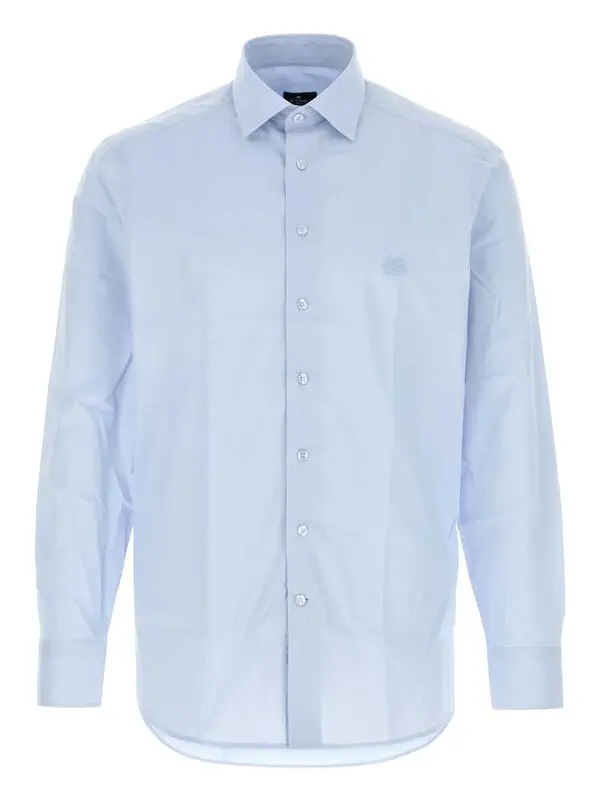 Etro Stretch Poplin Shirt For - Light Blue