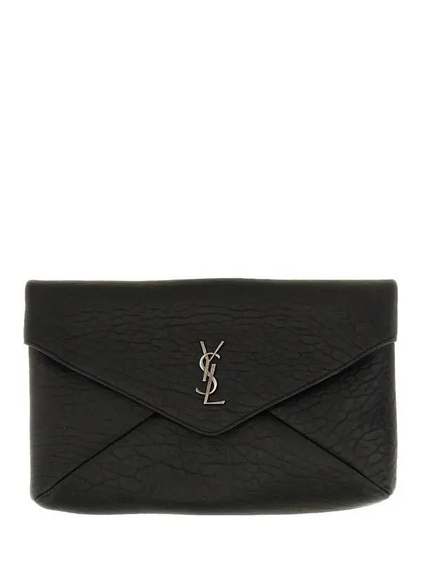 Saint Laurent Large Cytherea Envelope Clutch Pouch, 30 X 20 X 5 Cm - Black