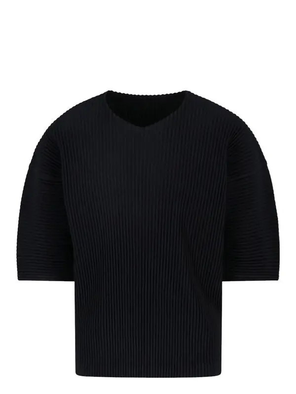 Issey Miyake Pleated Short-sleeve T-shirt - Black