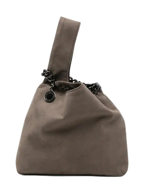 Stella McCartney Falabella Suede Mini Handbag With Chain Handle & Logo Charm - Marrone