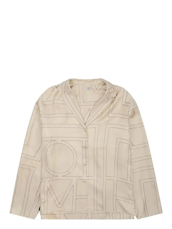 TOTEME Silk Monogram Print Shirt - Ivory