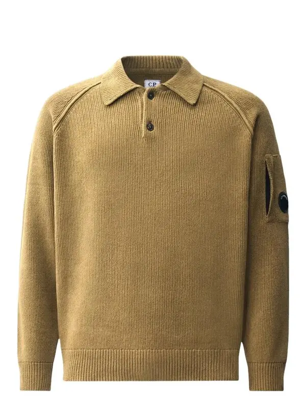 C.P. COMPANY Ribbed Cotton Polo Sweater - Verde