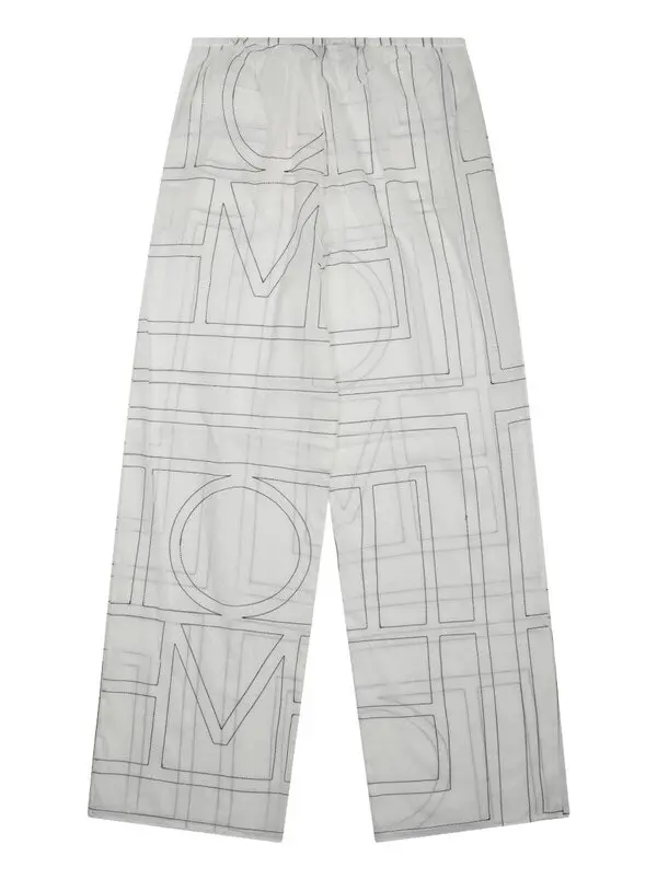 TOTEME Wide-leg Embroidered Monogram Pants - White