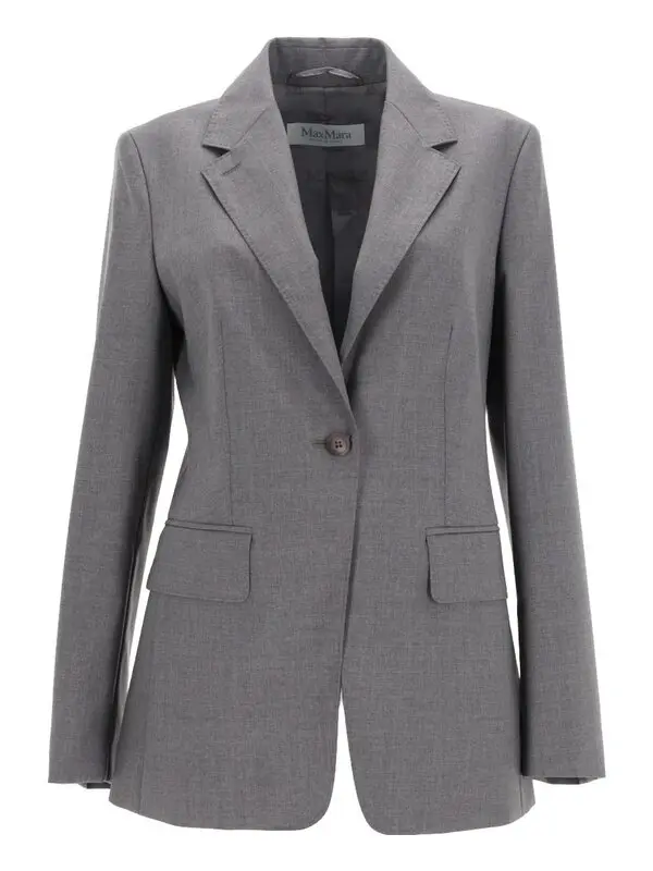 Max Mara Single-breasted Virgin Wool Blazer - Grey