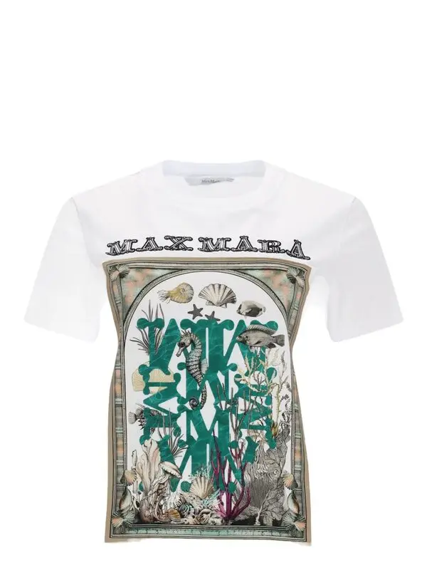 Max Mara Spadino Graphic Cotton T-shirt - White