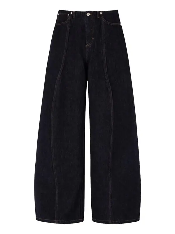 Sportmax Cotton Low-waist Wide-leg Over Pants - Blue