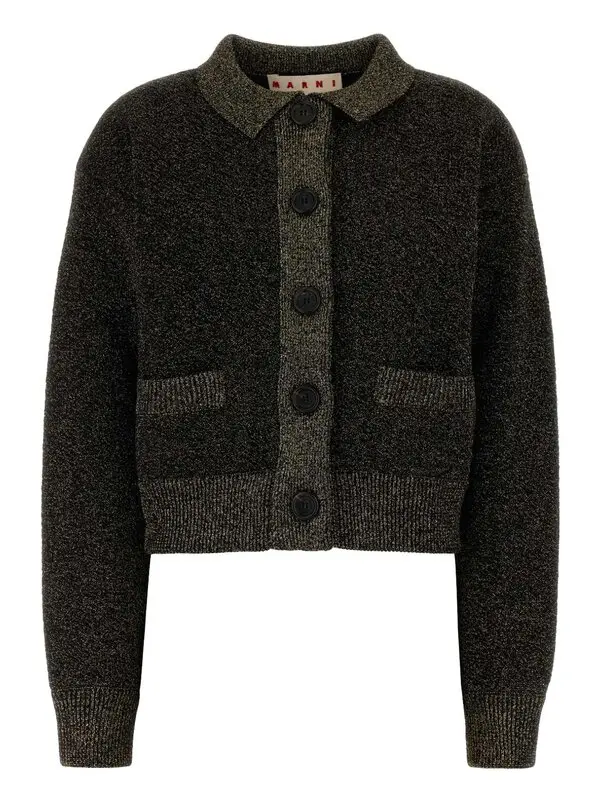 Marni Marled Wool-blend Metallic Cardigan - Black