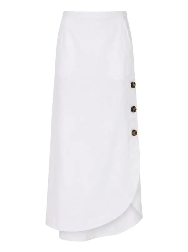 Max Mara Canvas-blend Viscose Linen Skirt - White