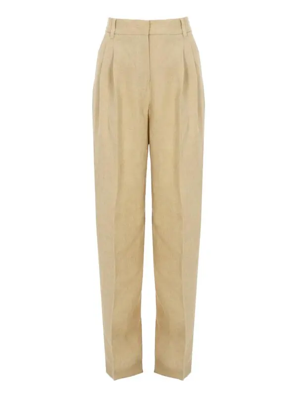 Max Mara Sumerian-inspired Wide-leg Linen Pants - Beige