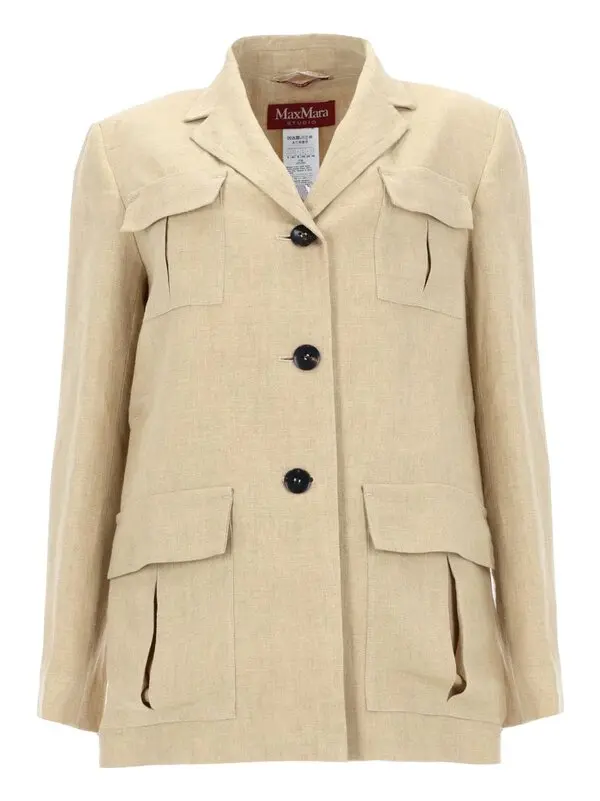Max Mara Washed Linen Drawstring Jacket - Beige